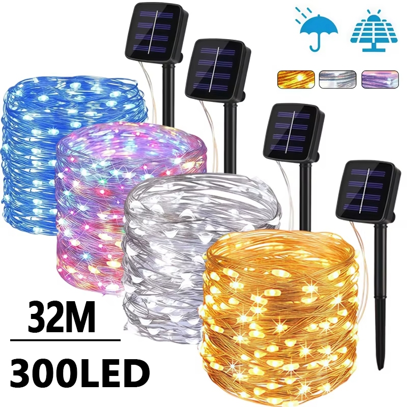 Ultra Bright 300LED/32M Solar Outdoor Light String with 8 Modes IP65 ...