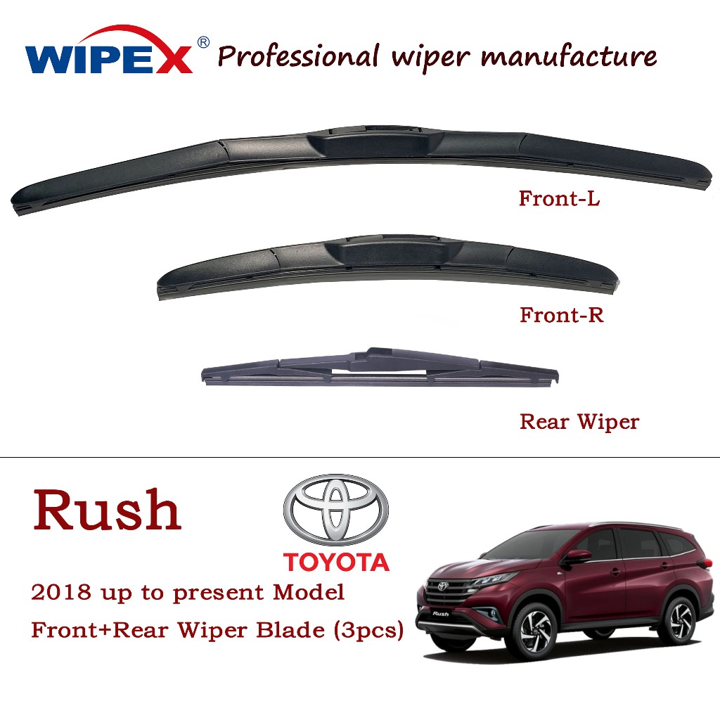 Toyota Rush Wiper Blade Set (Front/Rear) for 2018 up to present RUSH Car Window Wiper from Wipex ...