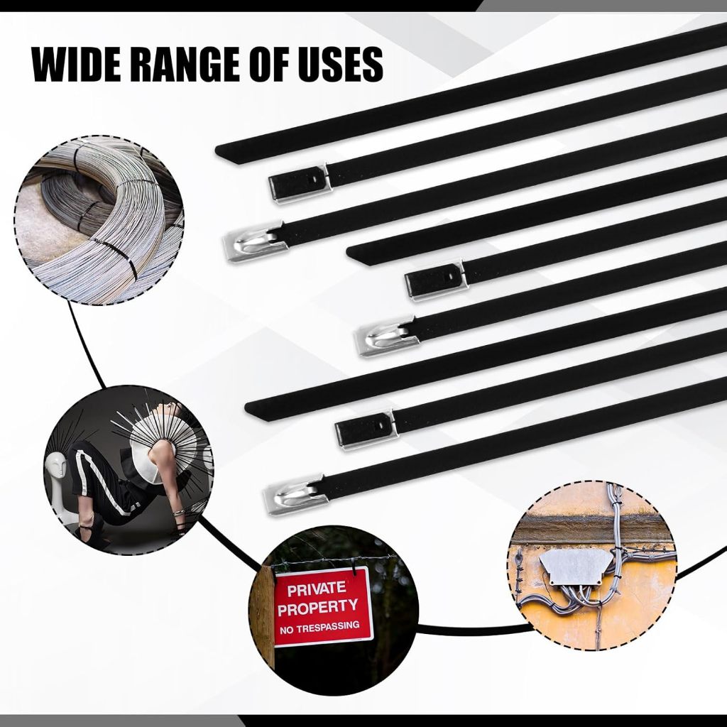 Metal Zip Ties,304 Stainless Steel,Self-locking Cable Ties for Exhaust ...