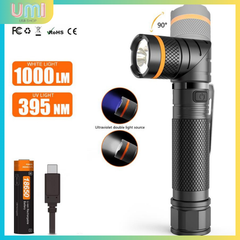 NICRON Led Flashlight B70E(N7) Handfree Dual Fuel 90° Twist Rotary Clip ...