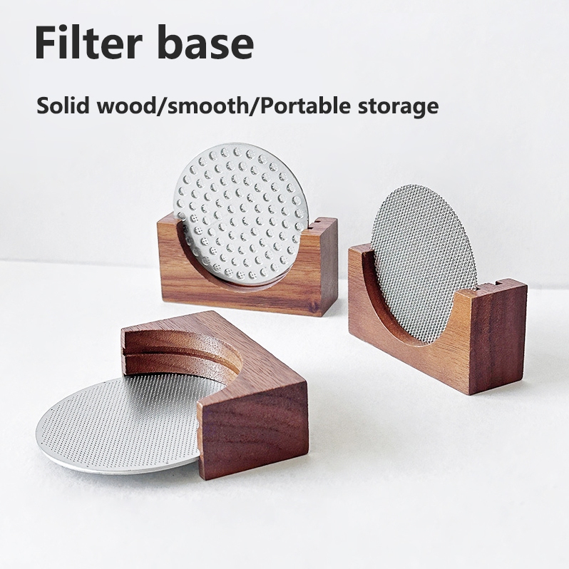 Espresso Filter Walnut Base Filter Double Grid Wood Bracket For round ...