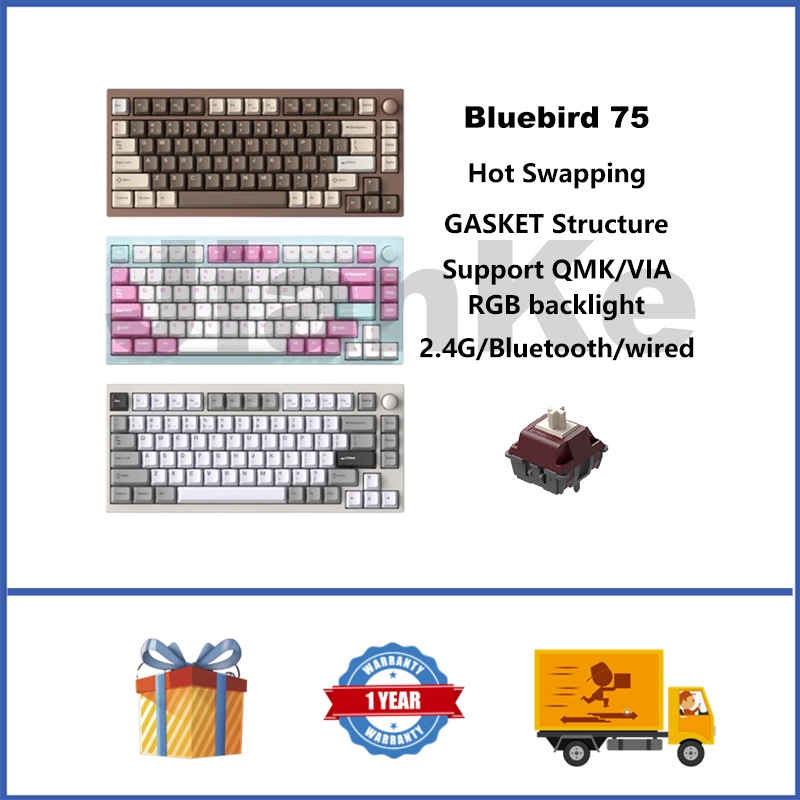 SKN Bluebird 75 Wireless Mechanical Keyboard Aluminum 75% Hot swappable ...