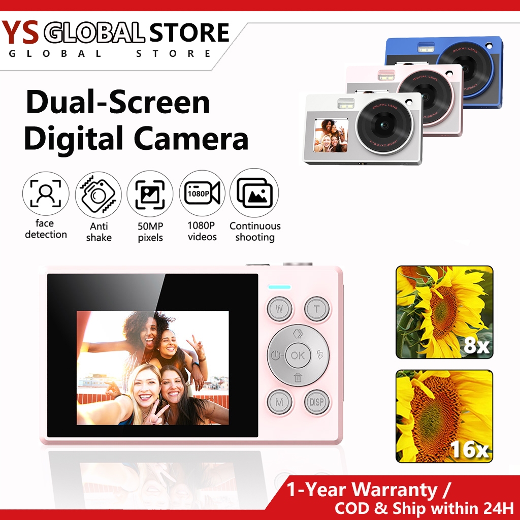 Portable Digital Camera Dual Screen Digital Camera 50MP 4K Video ...