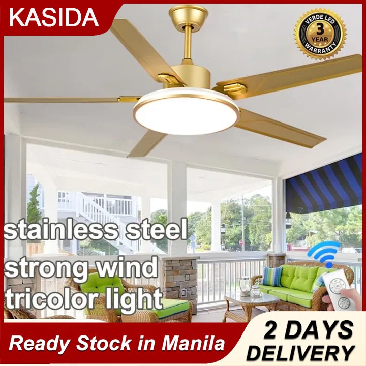 KASIDA ceiling fan with light modern stainless steel ceiling fan heavy ...