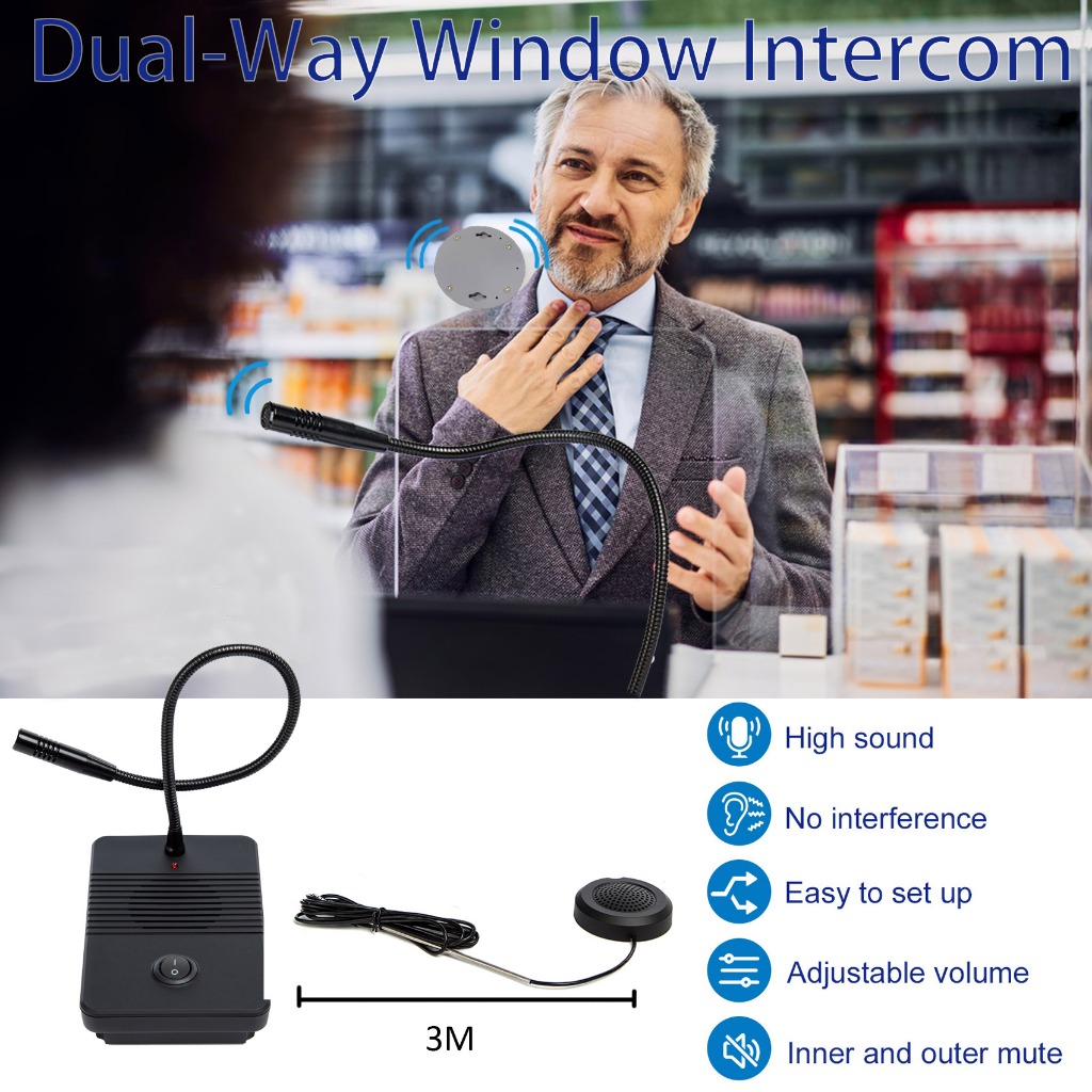 Dual-Way Window Itercom Speaker for Glass Counter Window Intercom ...