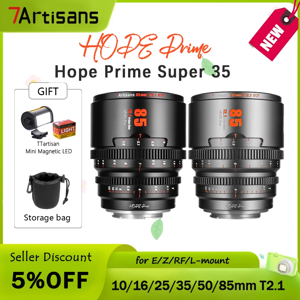 7Artisans 10mm 16mm 25mm 35mm 50mm 85mm T2.1 Hope Series Cine Lens S35 ...