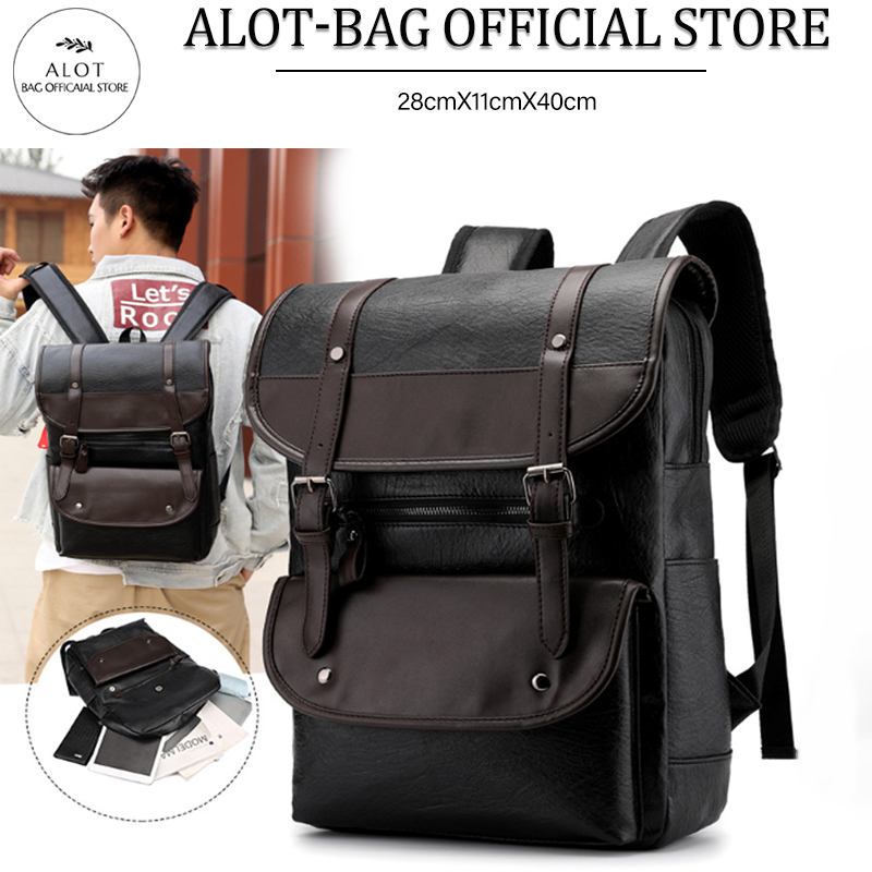 ALOT Large Capacity leather Backpack office bag Business Computer Bag ...