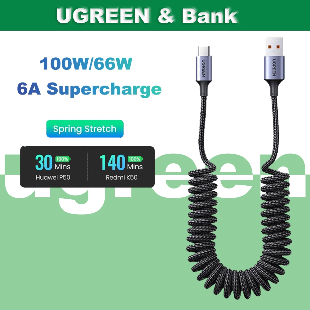 UGREEN 6A 100W Usb To Type C Cable For Huawei Spring Pull Telescopic ...