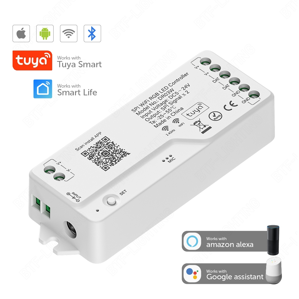 BTF-LIGHTING Tuya WiFi RGB IC LED controller 2.4G RF Remote Control ...