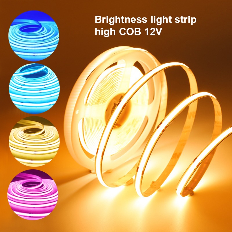 COB LED Strip Light DC12V 24V Flexible Light High Brightness White Warm ...