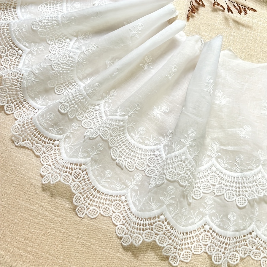 1 yard cotton embroidery double row milk silk dress lace accessories ...