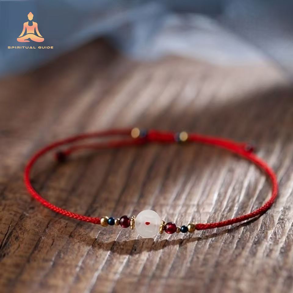 Handmade Lucky Garnet Red String Natural Jade Money Coin String ...