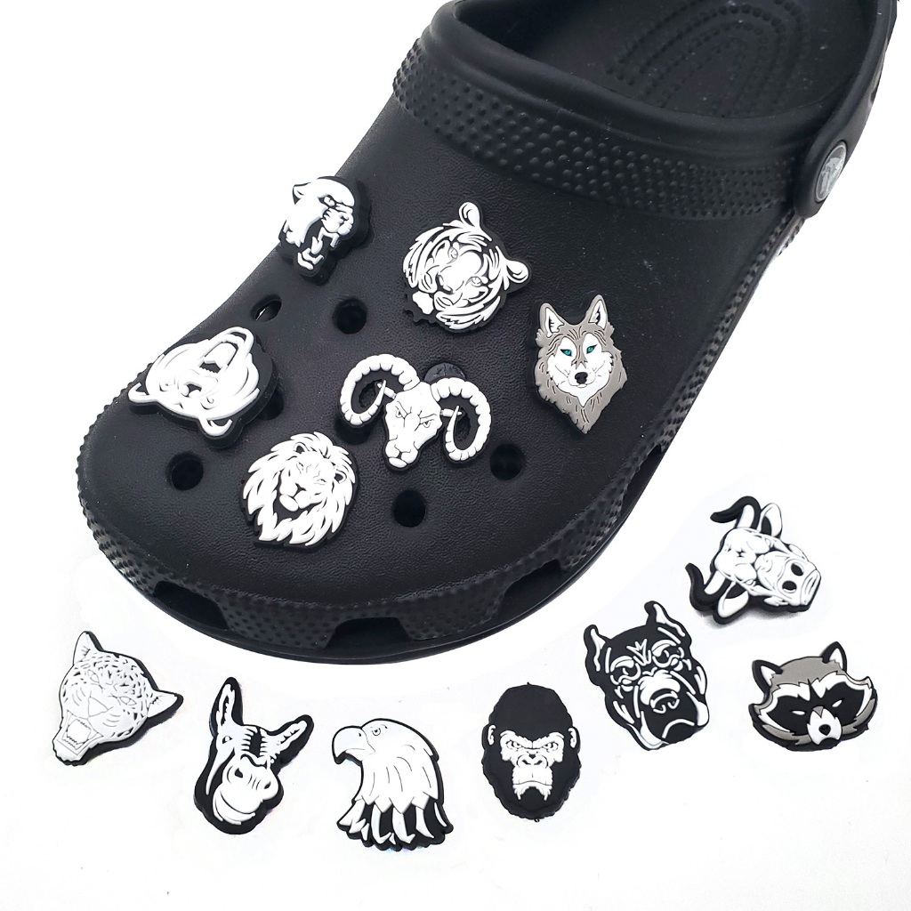 Chic Black and White Portrait Crocs Accessories Shoe Buckles - Flaunt ...