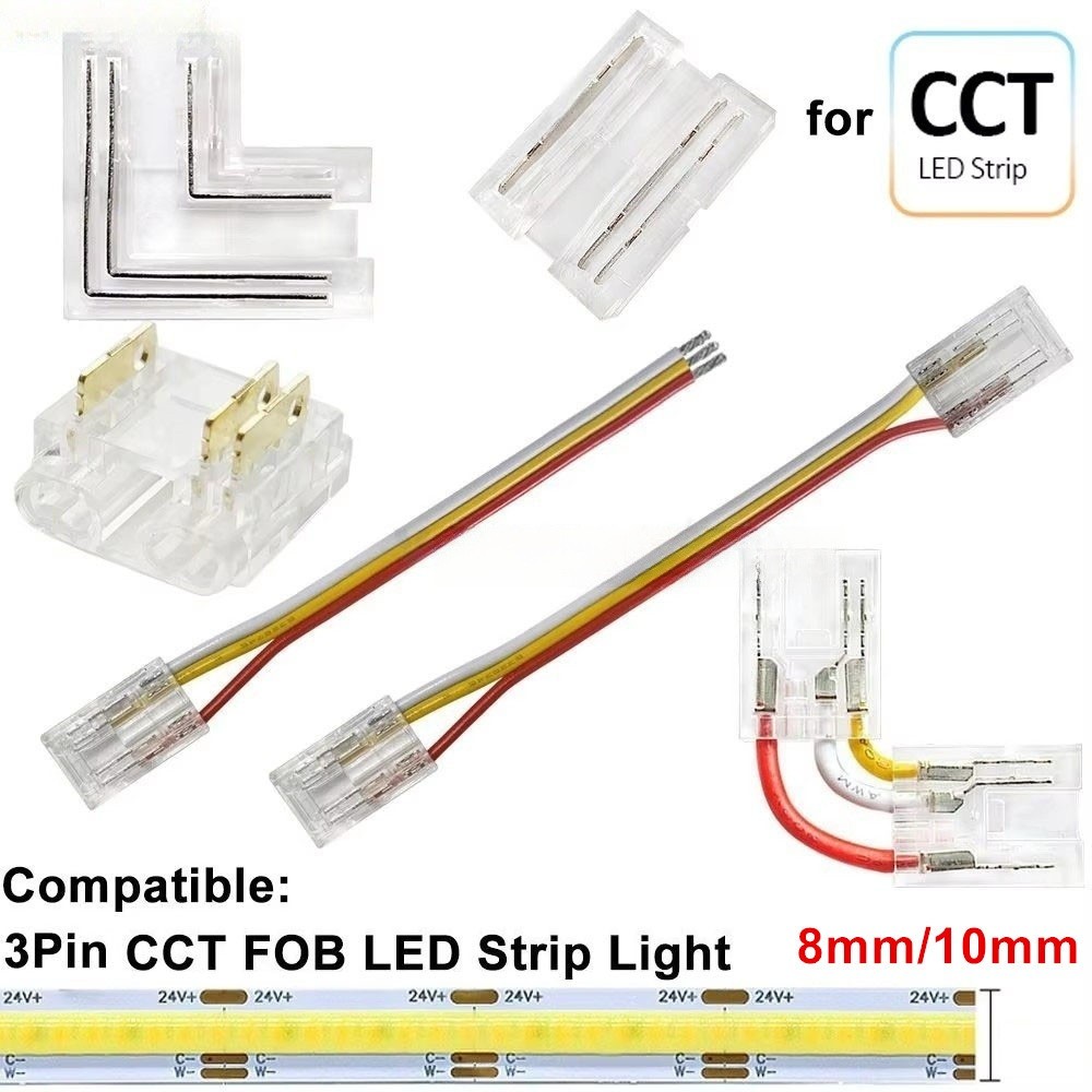 3Pin CCT COB LED Connector Strip to Strip Quick Connection Wire No Dark ...