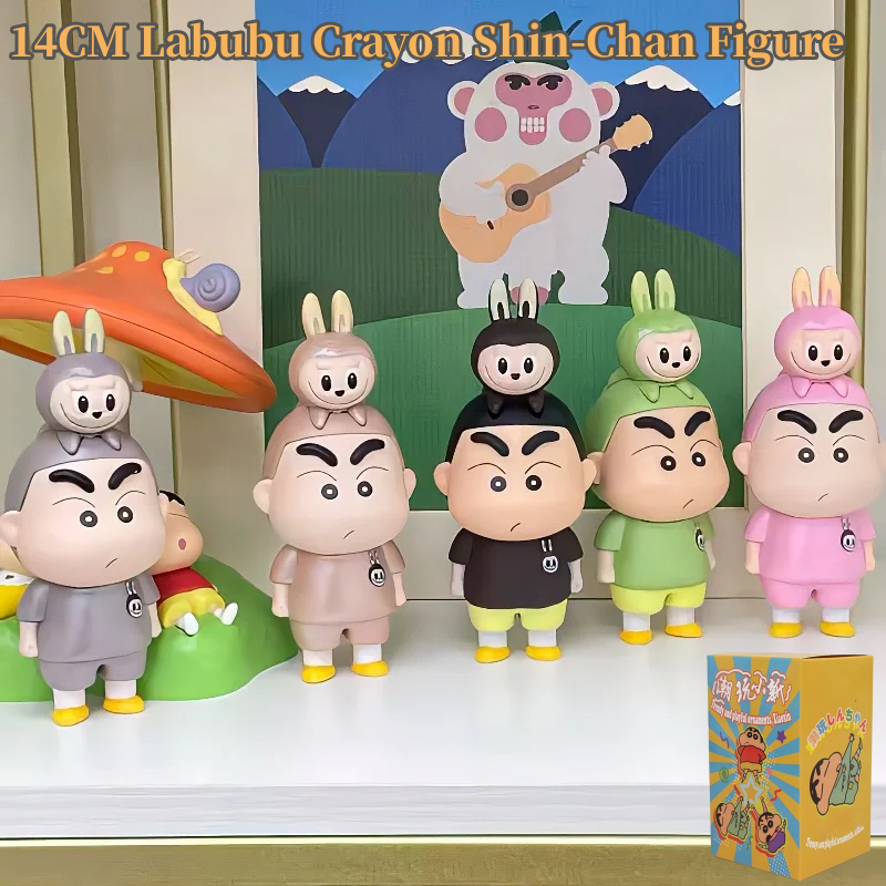 14CM Labubu Crayon Shin-Chan Figure Q Version PVC Action Figures Model ...