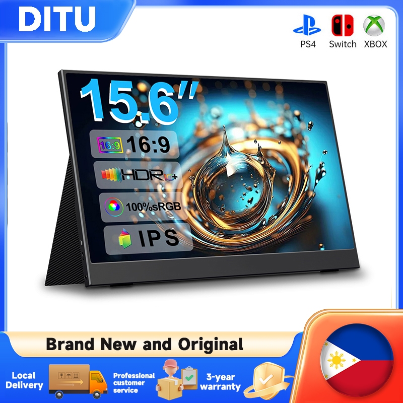 DITU Monitor 15.6Inch Portable Laptop Monitor 1080P 100% RGB HDMI Type ...