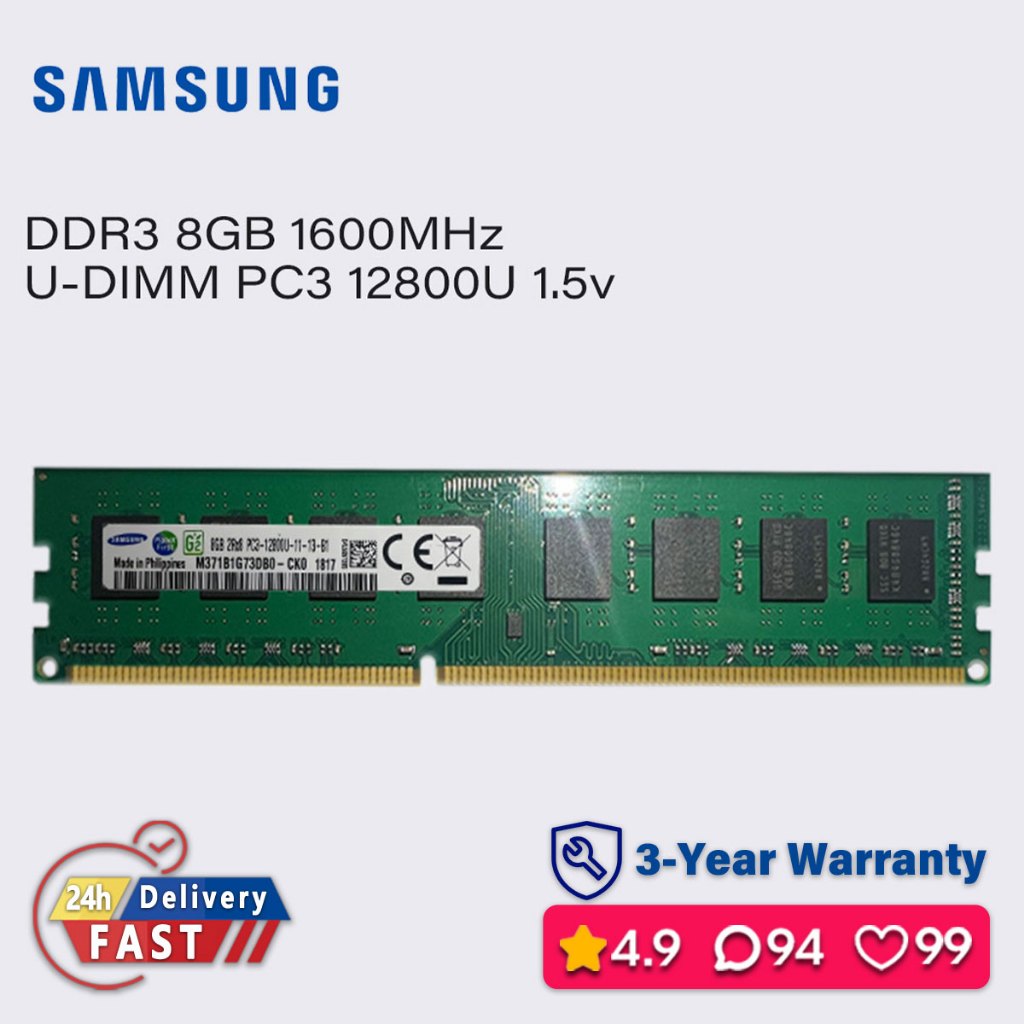 samsung ddr3 4gb 8gb 1600mhz 1.5v desktop ram memory dimm pc3 12800u | Shopee Philippines