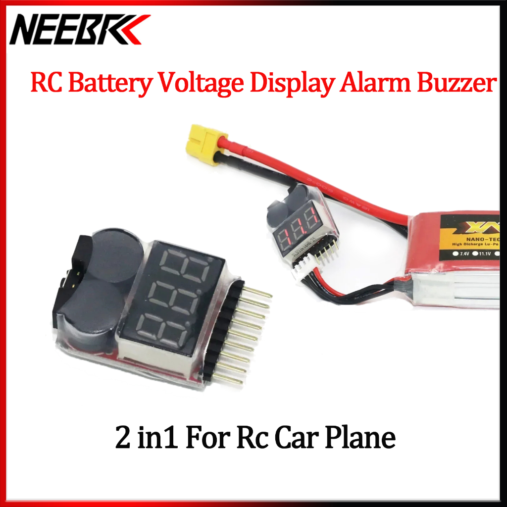 NEEBRC 1-8s Lipo Battery Voltage Tester volt meter monitor buzzer Alarm ...