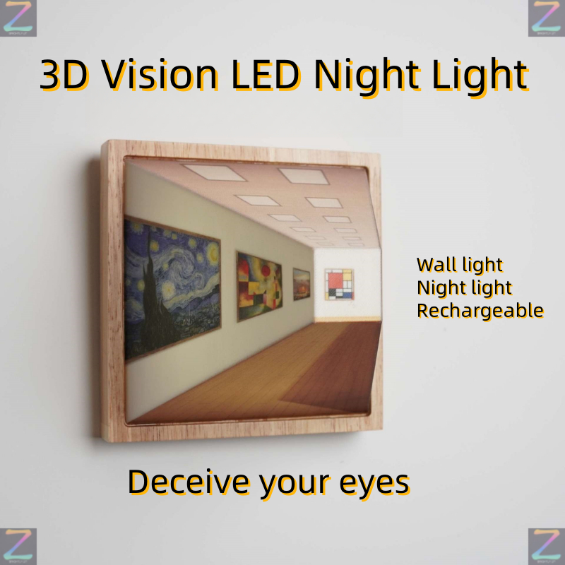 3d Vision Led Night Light Can Be Wall Mounted Three Lights Ambient Light T Light Shopee
