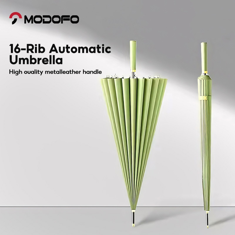 Big Umbrella Automatic 16-Bone Leather Straight Japanese Double-Layer ...