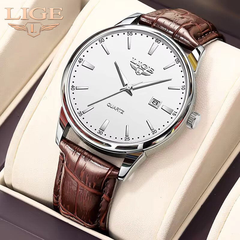 LIGE Official Relo Original Couple Business Leather Sports Waterproof ...