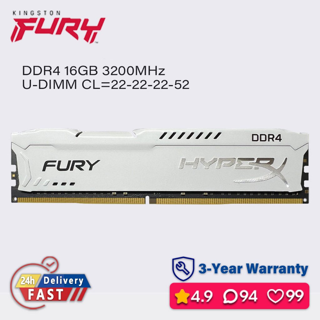 kingston fury 16gb 8gb 3200mhz ddr4 hyperx white PC ram desktop dimm ...