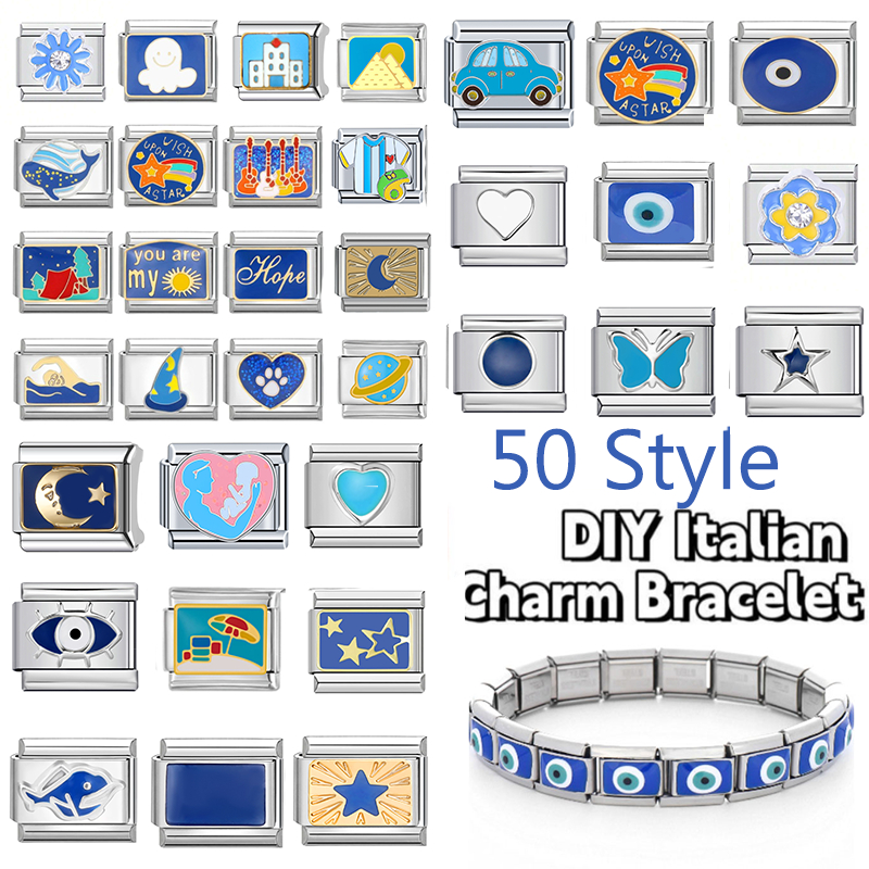 SF New Blue Italian style charm bracelet module charm bracelet 9 Mm ...