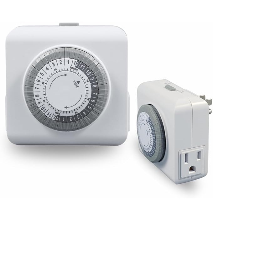 Timers for Electrical Outlets Indoor,3-Prong Dual Outlet Timer,24-Hour ...