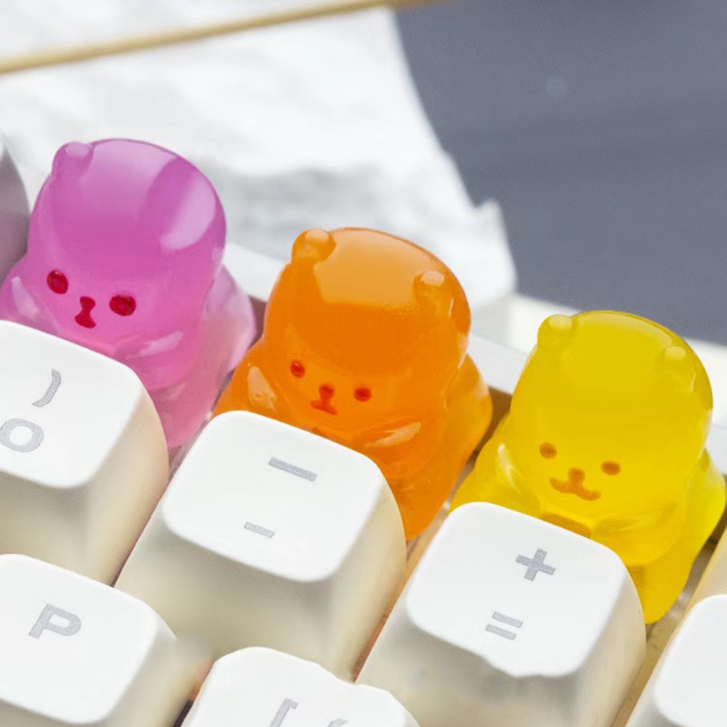 Gummy Bear Personalized Keycaps Cute Novel Decoration Translucent Resin ...