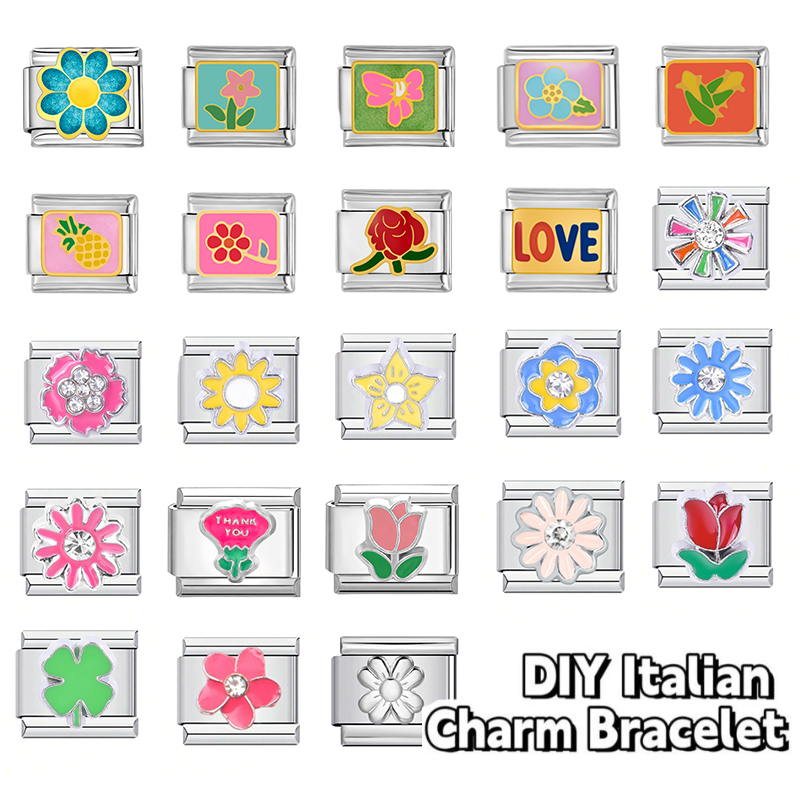 New fashion color Flower Italian style charm bracelet module charm ...
