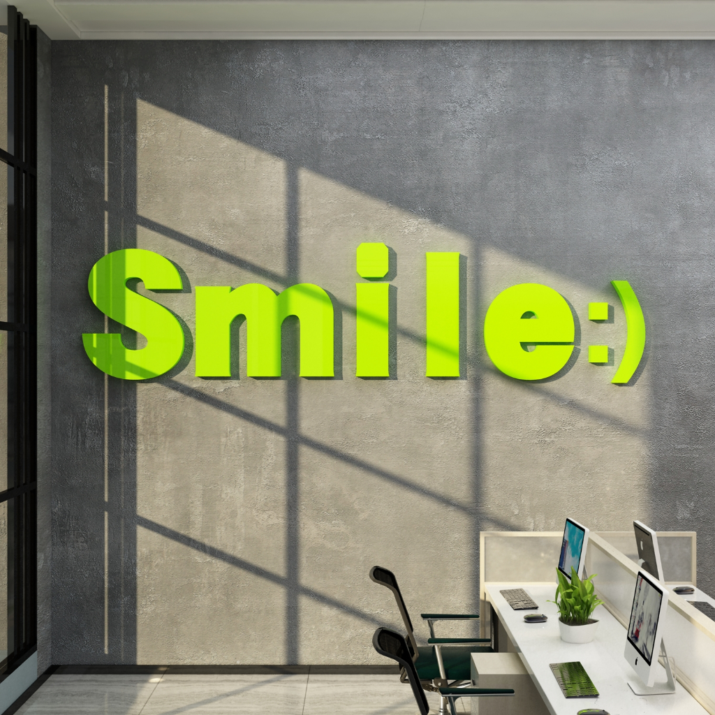 Smile English Letter Self-Adhesive 3d Wall Stickers Corporate Office ...
