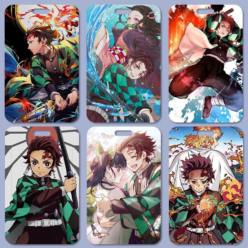 Anime Demon Slayer card holders Zenitsu Tanjirou sliding cover design ...