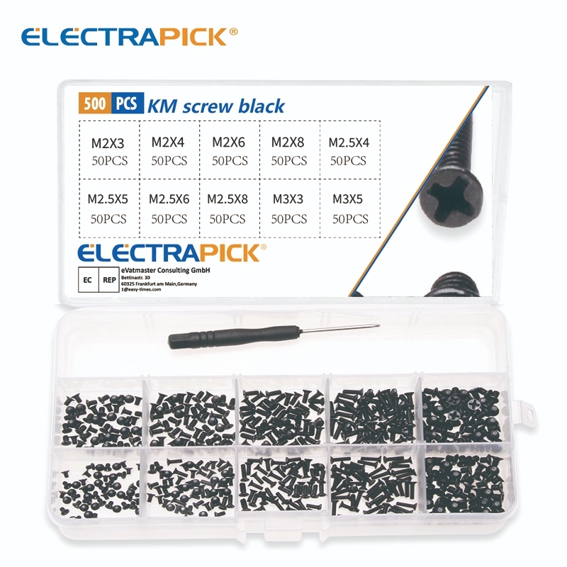 Electrapick 500pcs Anti-Rust Micro Screws Kit M2-M3 - PH Standard ...