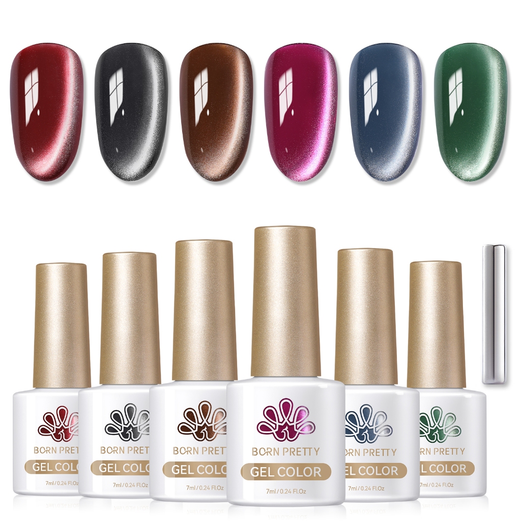 BORN PRETTY Amber Crystal Cat Magnetic Gel Polish Set Soak Off UV Nail ...