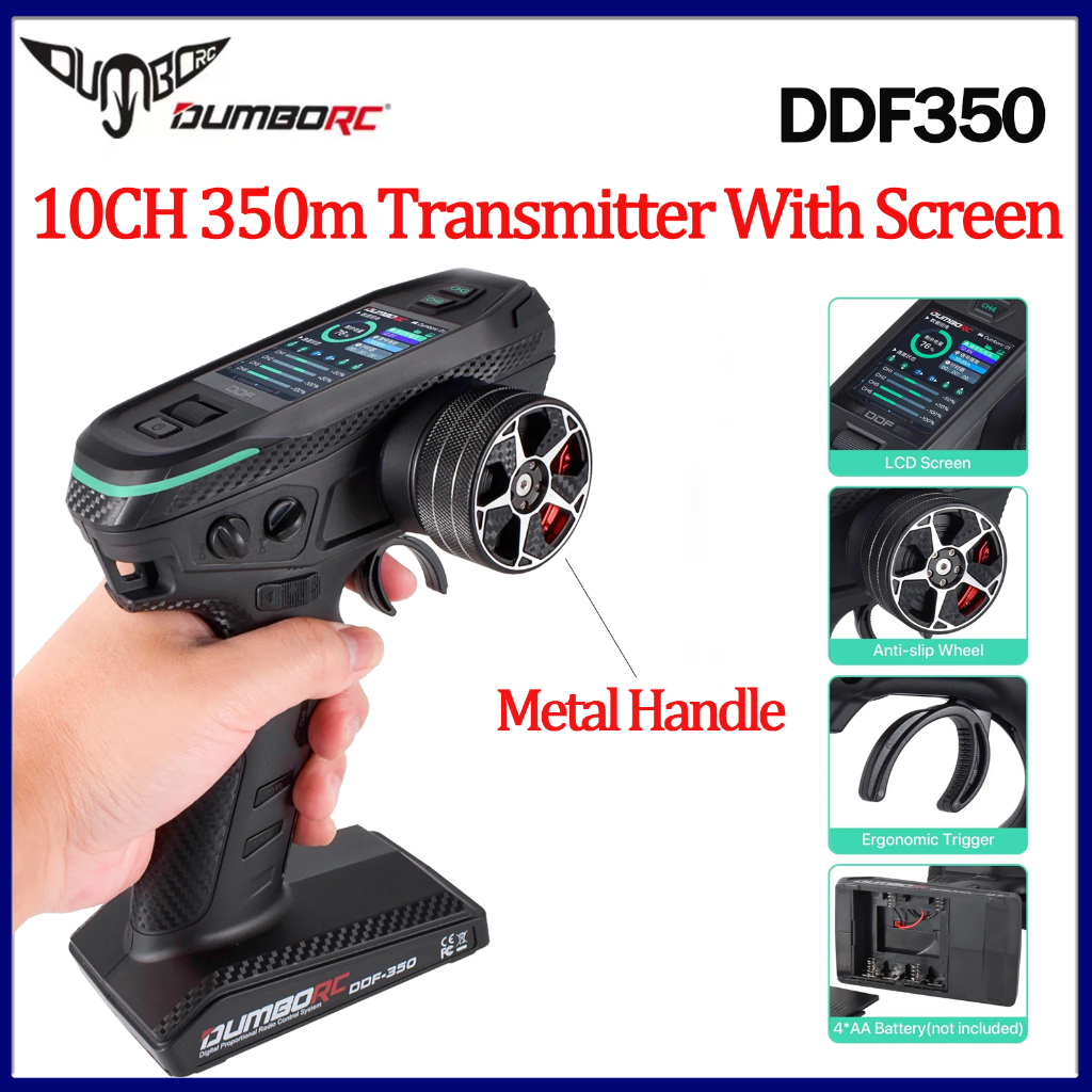 DUMBORC DDF-350 Transmitter 10CH 2.4Ghz RC Remote Controller Digital Radio Transmitter With HD ...