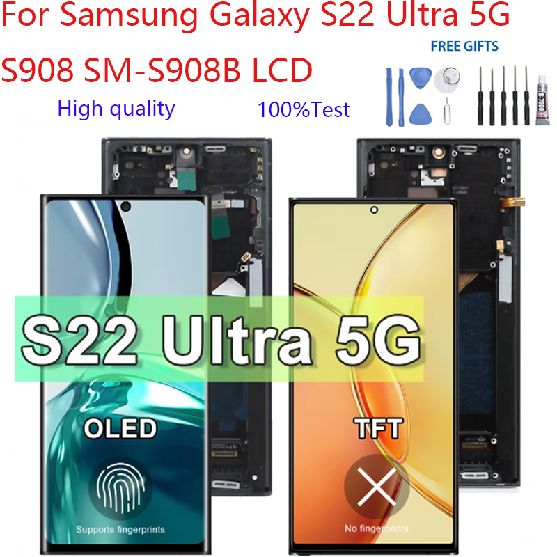 TFT/OLED/Original 100% Tested Super LCD For Samsung Galaxy S22 Ultra 5G ...