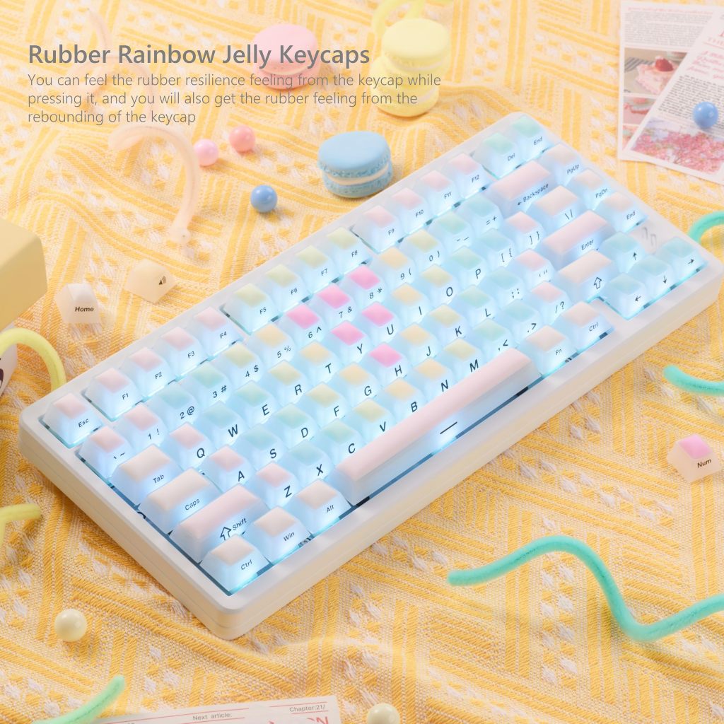 WOMIER 122 Keys Frosted Rainbow Transparent Keycaps Cherry Profile RGB ...
