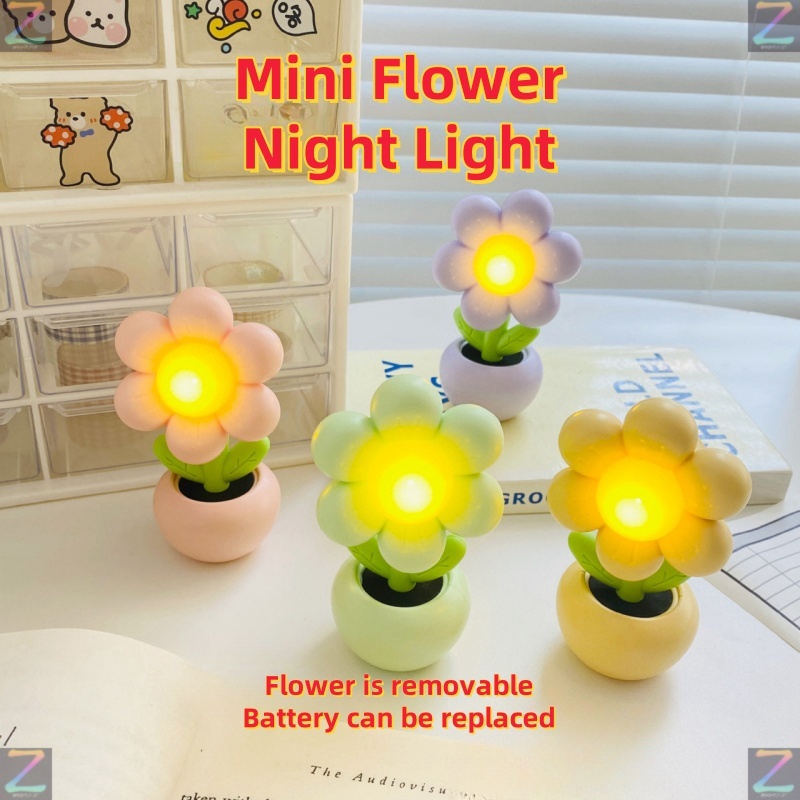 LED Mini Flower Night Light Rotatable Bedside Desktop Decoration Gift ...