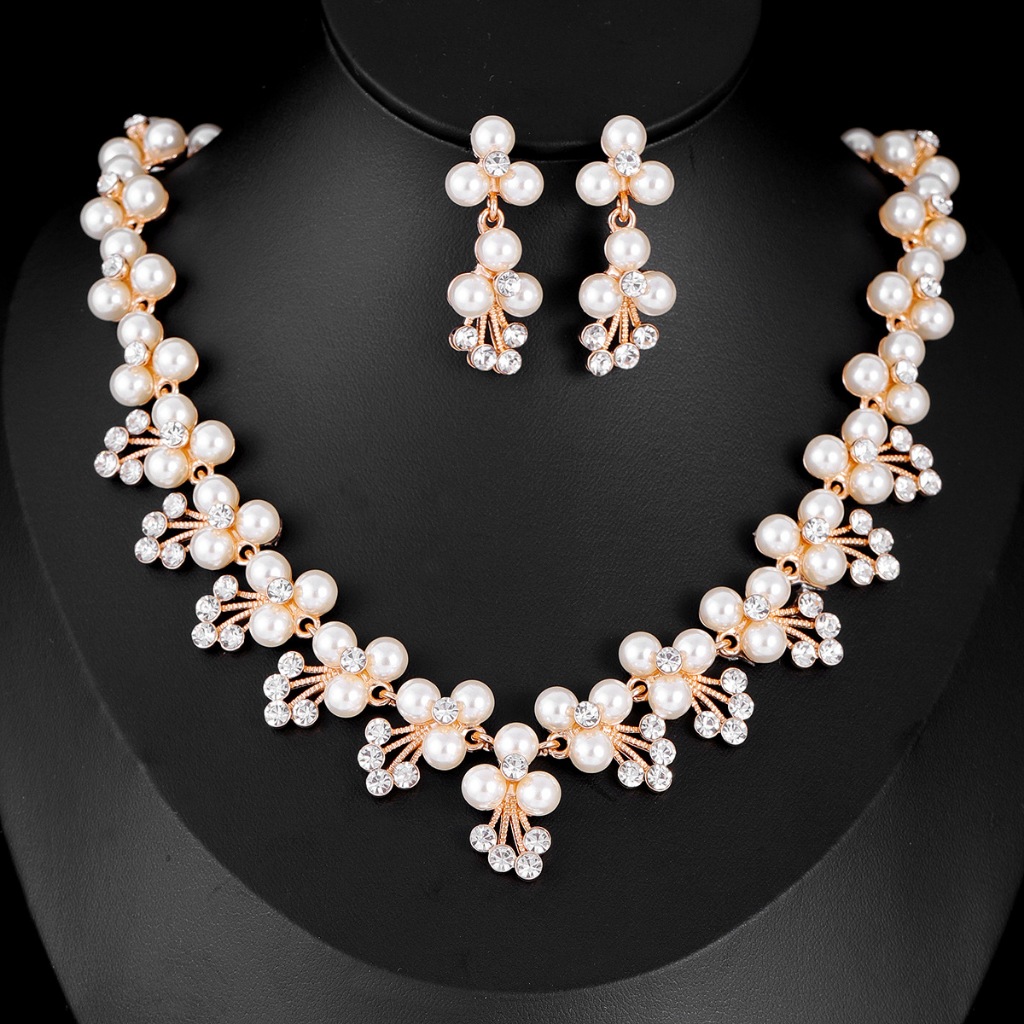 Ladies Pearl Jewellery Set Ladies Necklace Earrings Set Wedding Party ...
