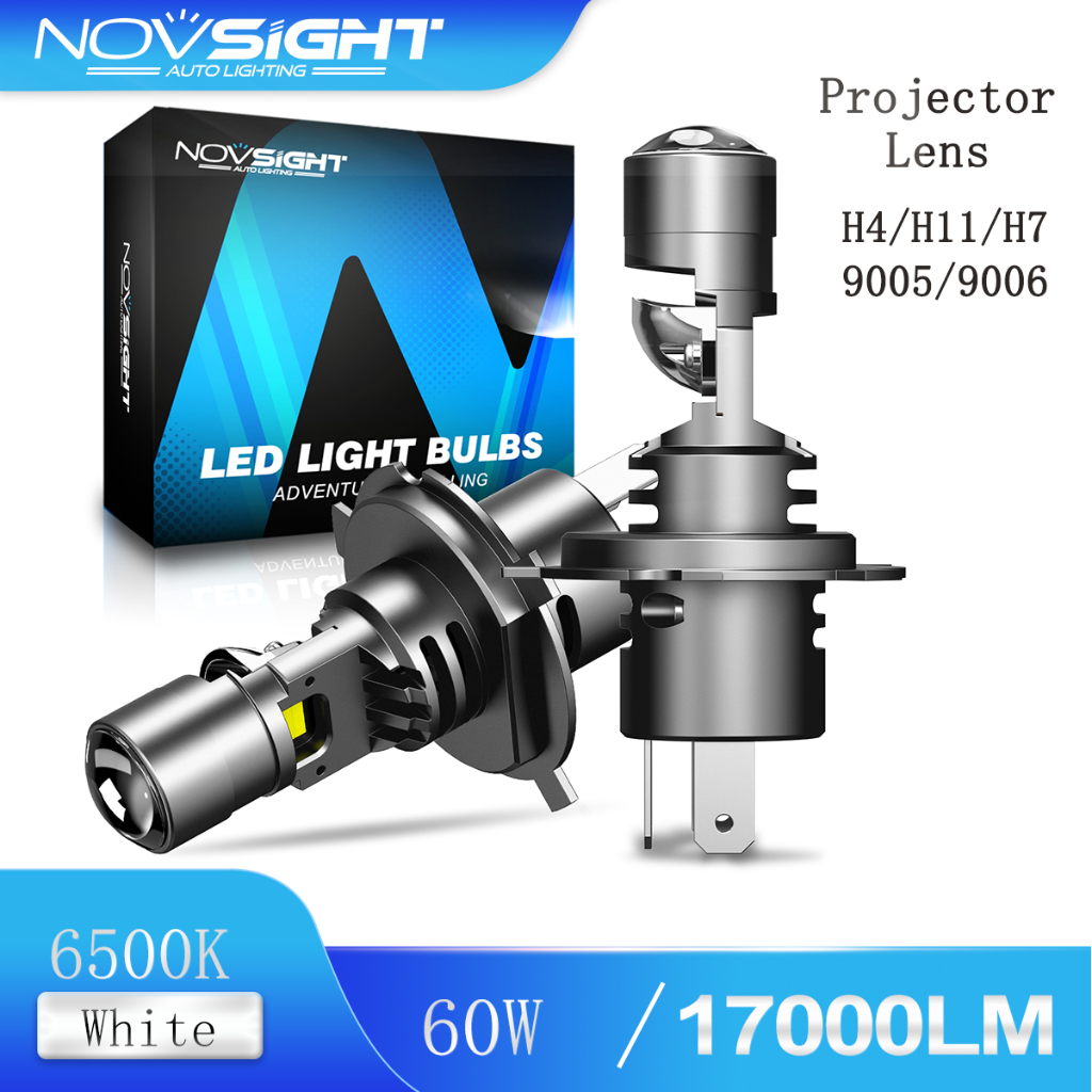 Novsight N91 2 Pcs Car H4 H11 H7 9005 9006 LED Projector Lens Headlight ...
