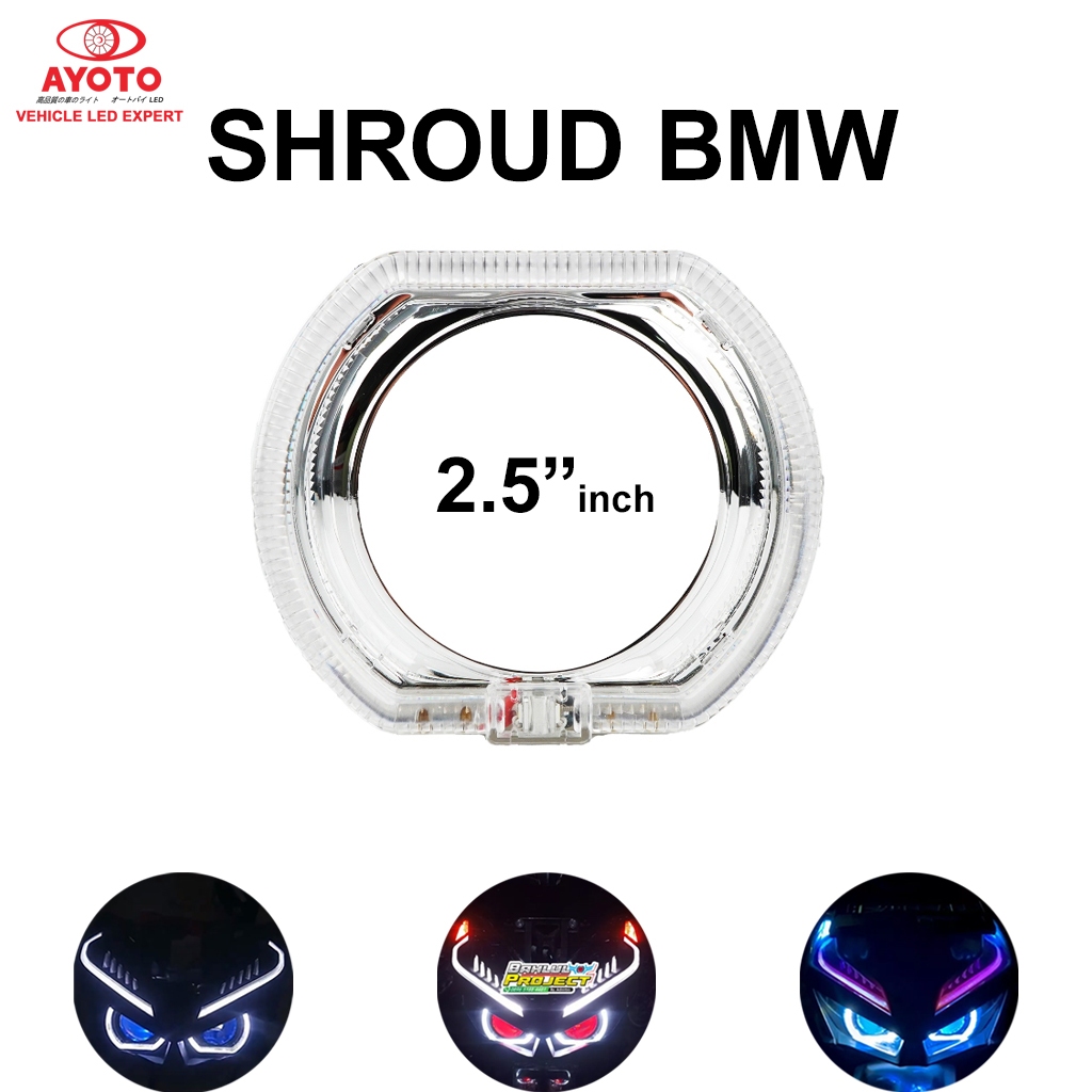 AYOTO projector Shroud angel eyes crystal LED light bulb BMW 2.5inch ...