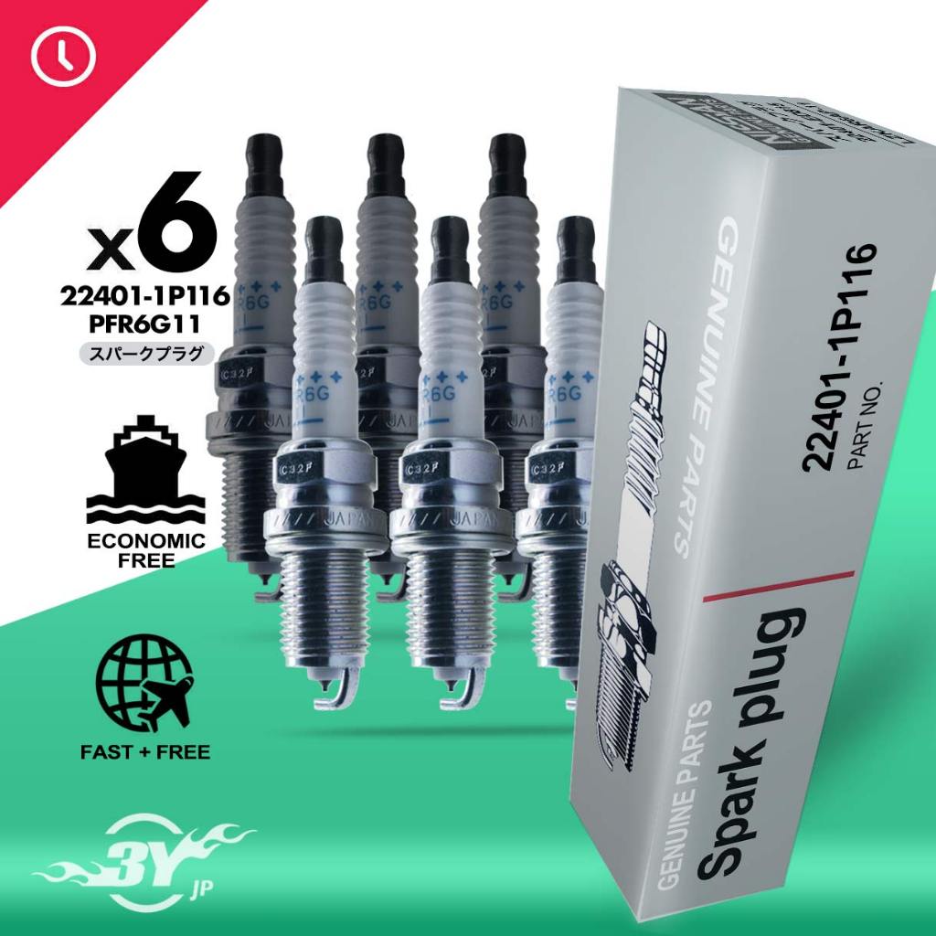 NISSAN CEFIRO V6 ORIGINAL SPARK PLUG 22401-1P116 (6X PCS) PFR6G11 ...