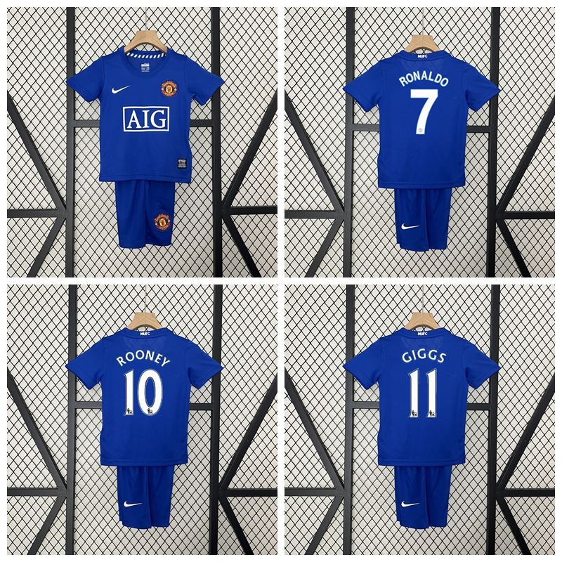 2008-09 Season Manchester United Retro Away Football Kids Jersey Kit ...