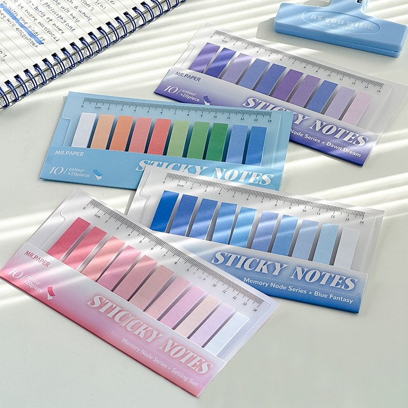 200 Sheets/set Of Solid Color Style Sticky Note Memo Pad Lable Sticker ...