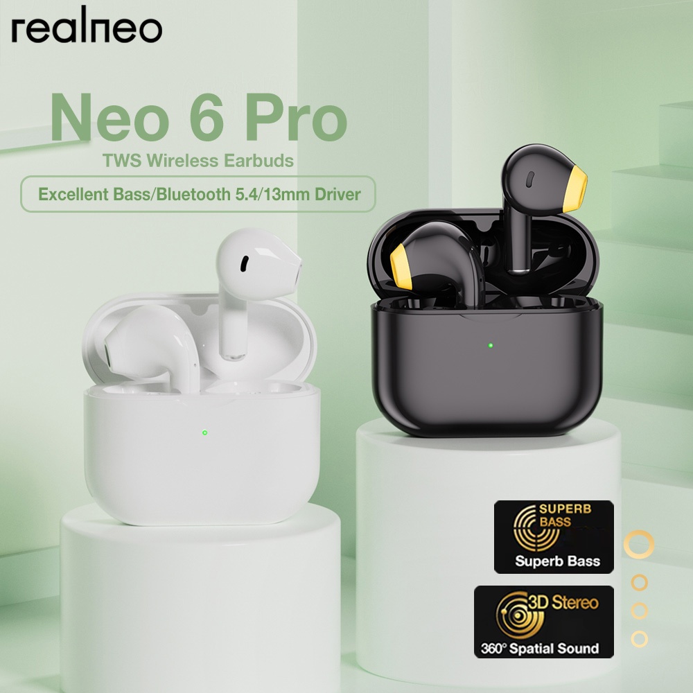 Realneo Neo 6 Pro Mini Bluetooth Earphone Chargeable Wireless Earbuds Electronic Gaming with Mic ...