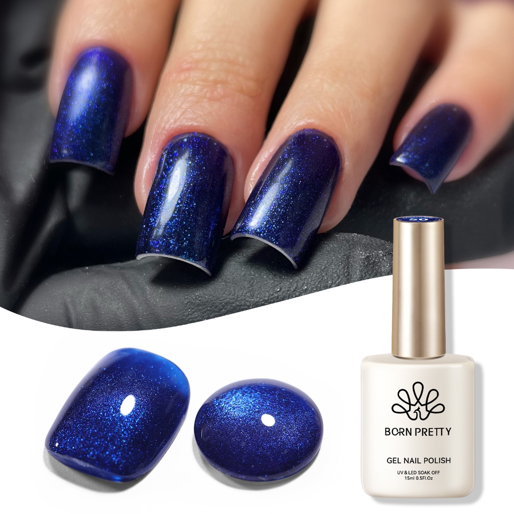 BORN PRETTY Shimmer Dark Blue Gel Polish Super Glitter Soak Off Red ...