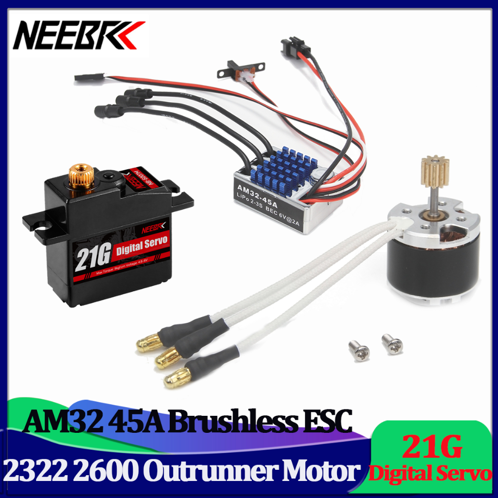 NEEBRC 2322 2600KV Brushless Motor AM32 45A Waterproof Outrunner RC ...
