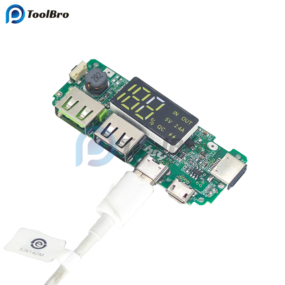 18650 Lithium Battery digital display charging module 5V2.4A 2A 1A Dual ...