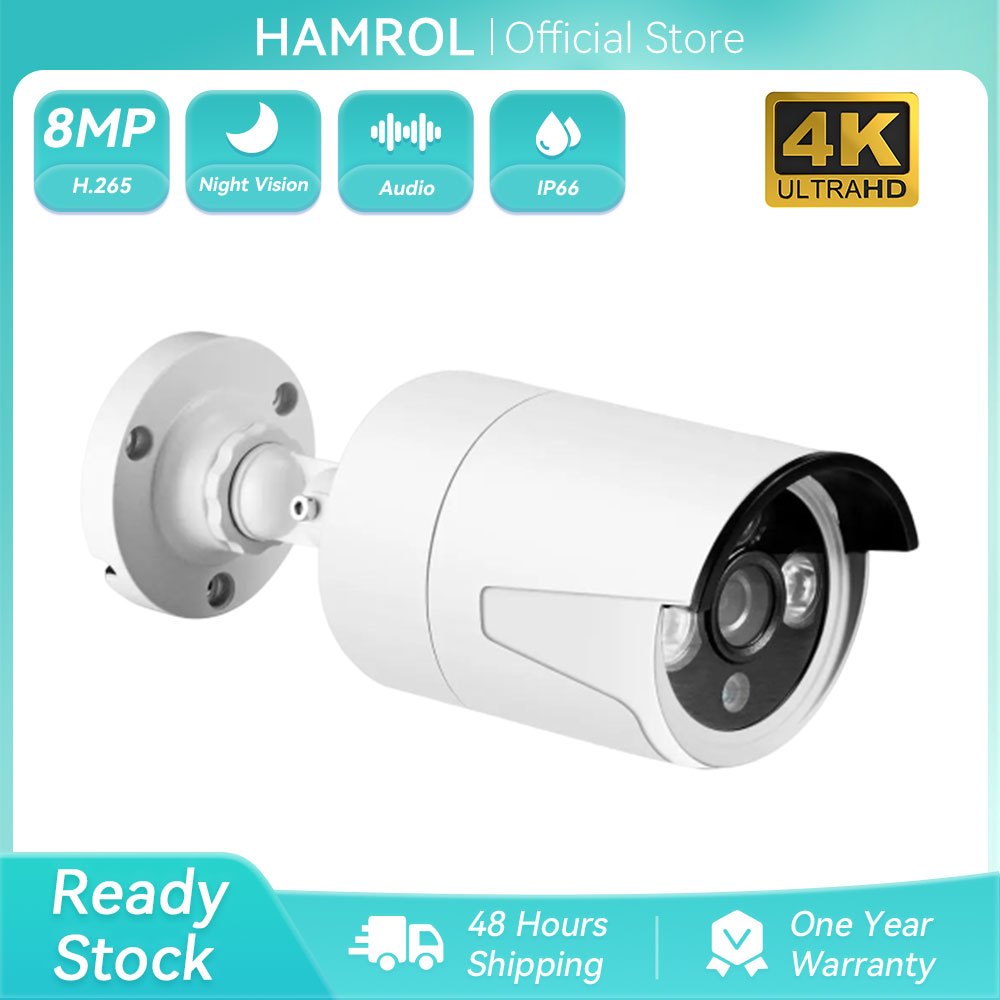 Hamrol 4K 8MP 48V POE IP Camera Sports Detection Outdoor IP66 ...