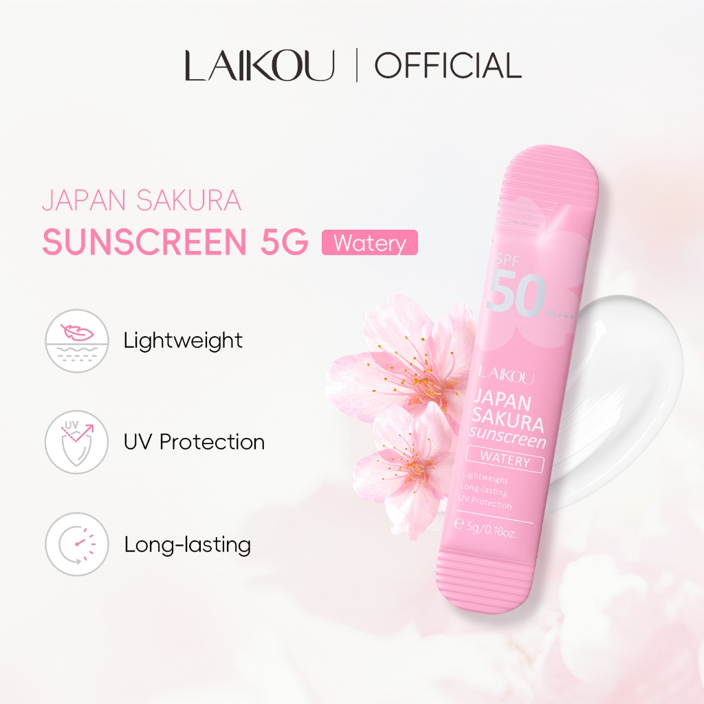 LAIKOU Japan Sakura Watery Ultra Light Sunscreen SPF 50 PA+++ UV Protection Face Sunblock Lotion ...